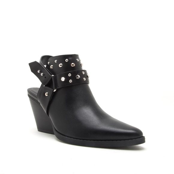 Qupid | Shoes | Moto Studded Slingback Booties Chunky Heel Zooey4 ...